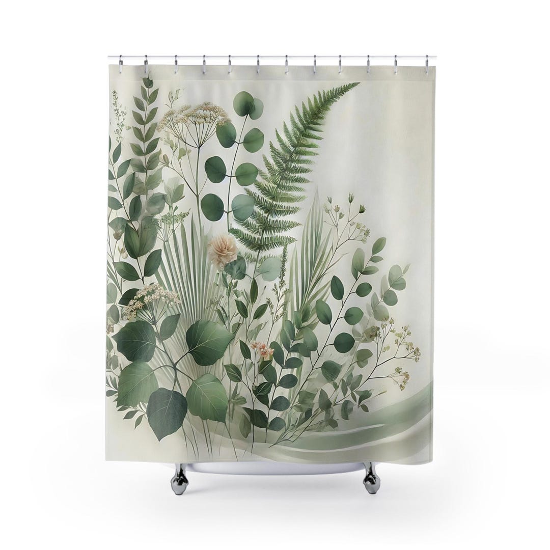 Botanical Fern Shower Curtain, Greenery Decor, Nature Inspired Bathroom ...