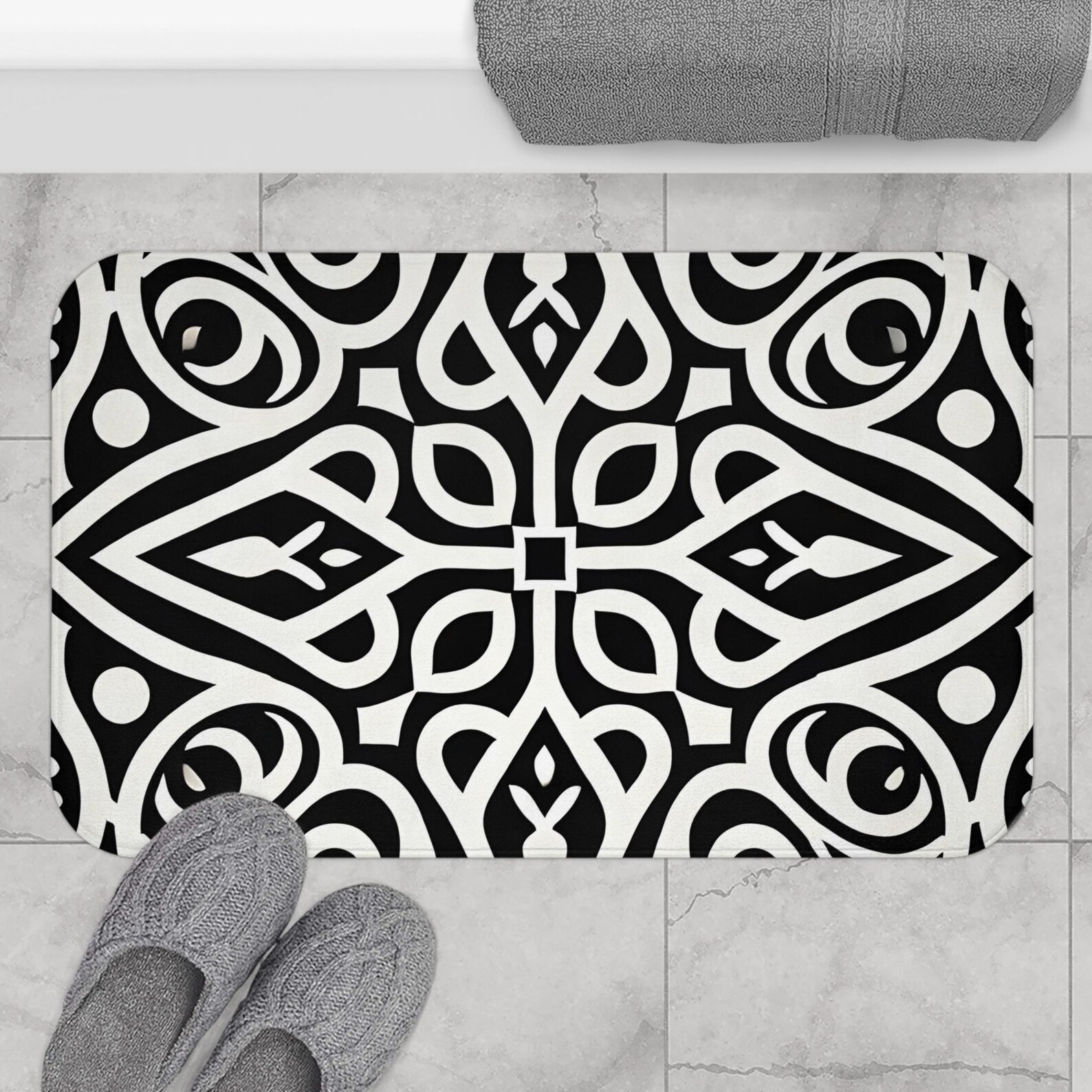 Black And White Bath Mat