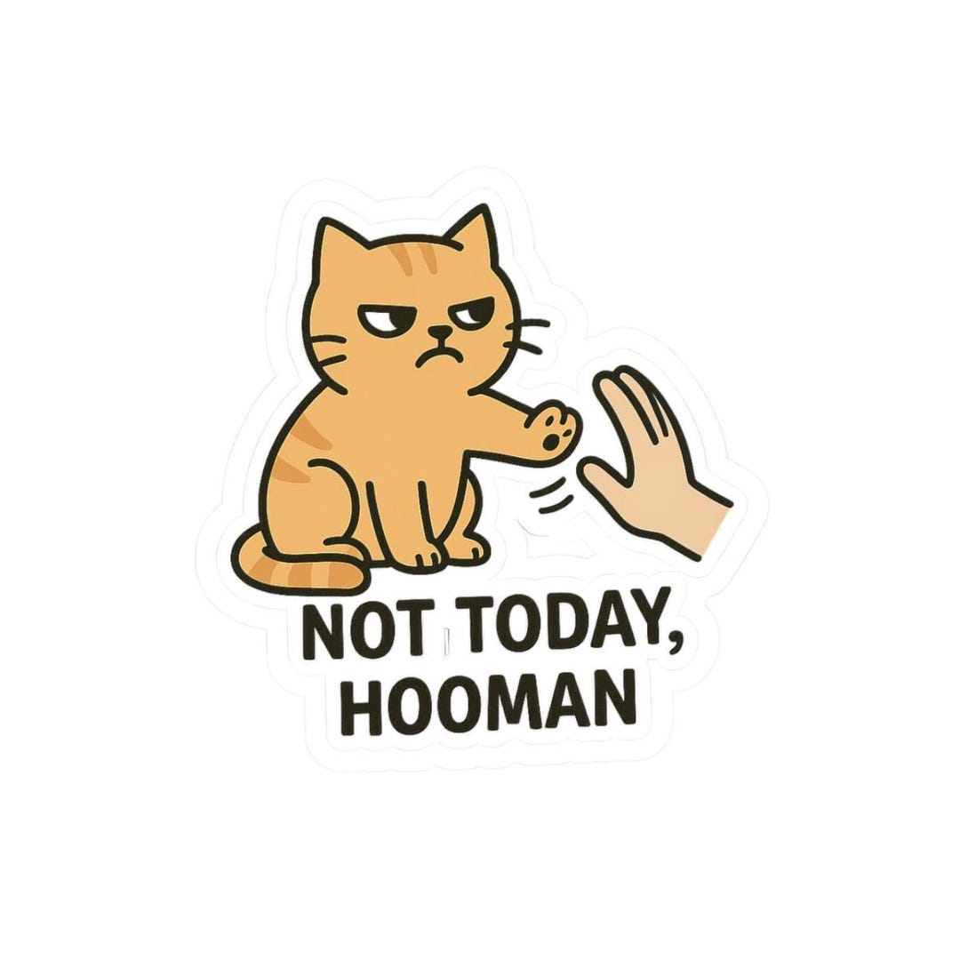 Funny Cat Kiss-cut Stickers, Cute Cat Sticker for Laptop, Not Today ...