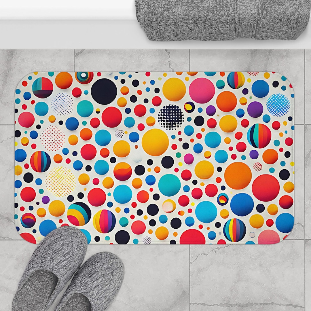 Colorful Polka Dot Bath Mat, Fun Bathroom Decor, Kids Bathroom Gift ...