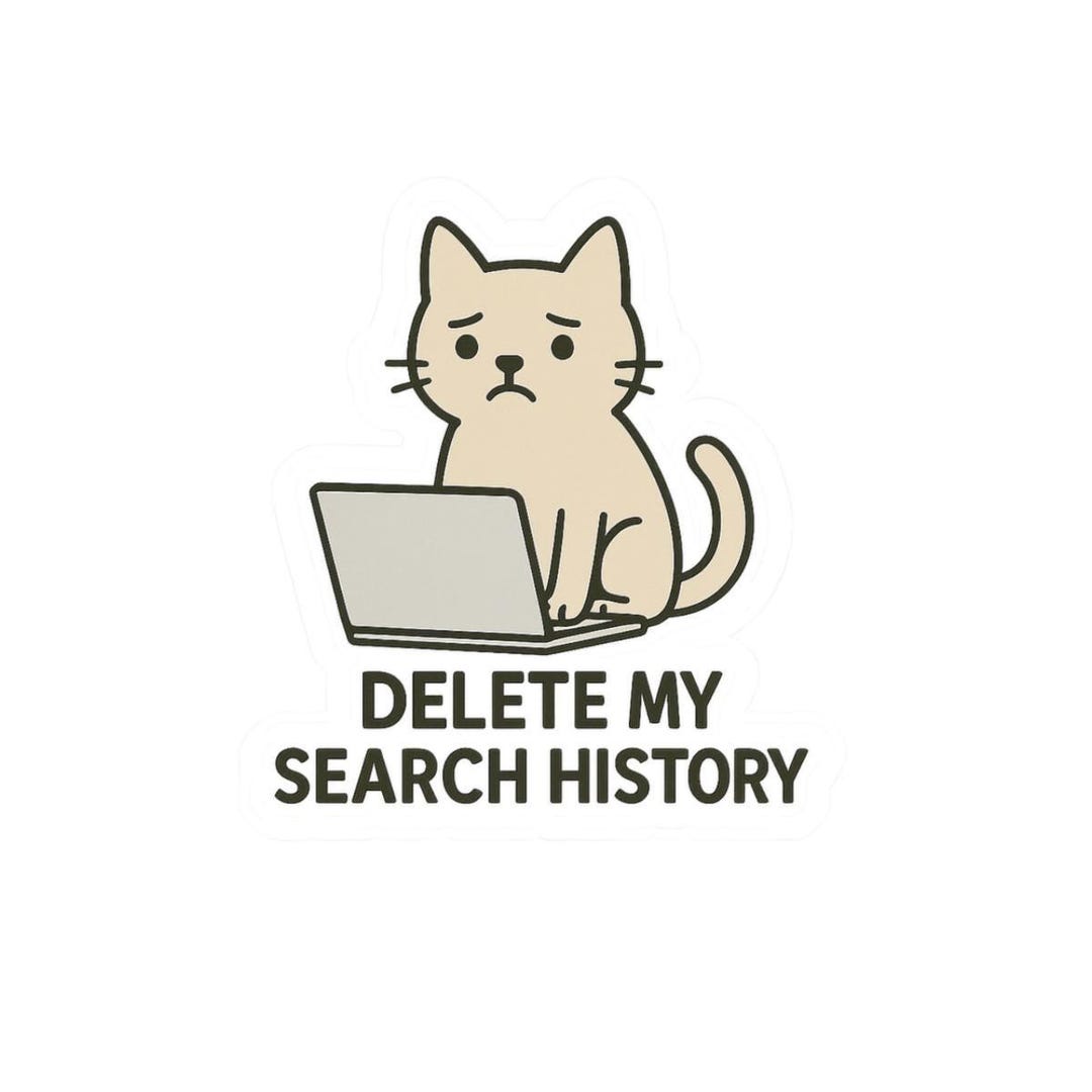 Funny Cat Kiss-cut Stickers, Laptop Stickers, Delete My Search History ...