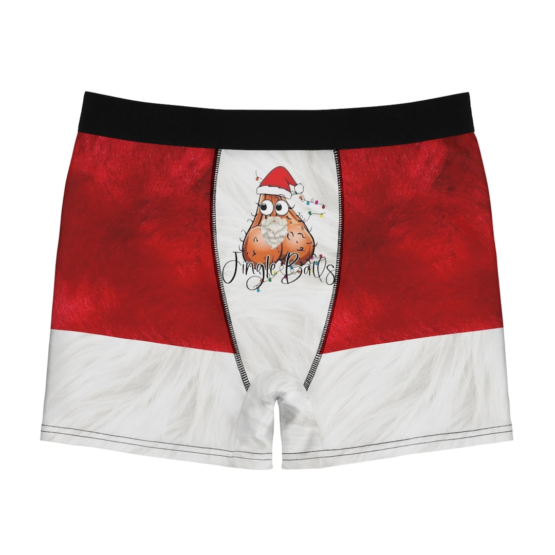 Festive Santa Boxer Briefs for Men, Funny Holiday Underwear, Christmas ...