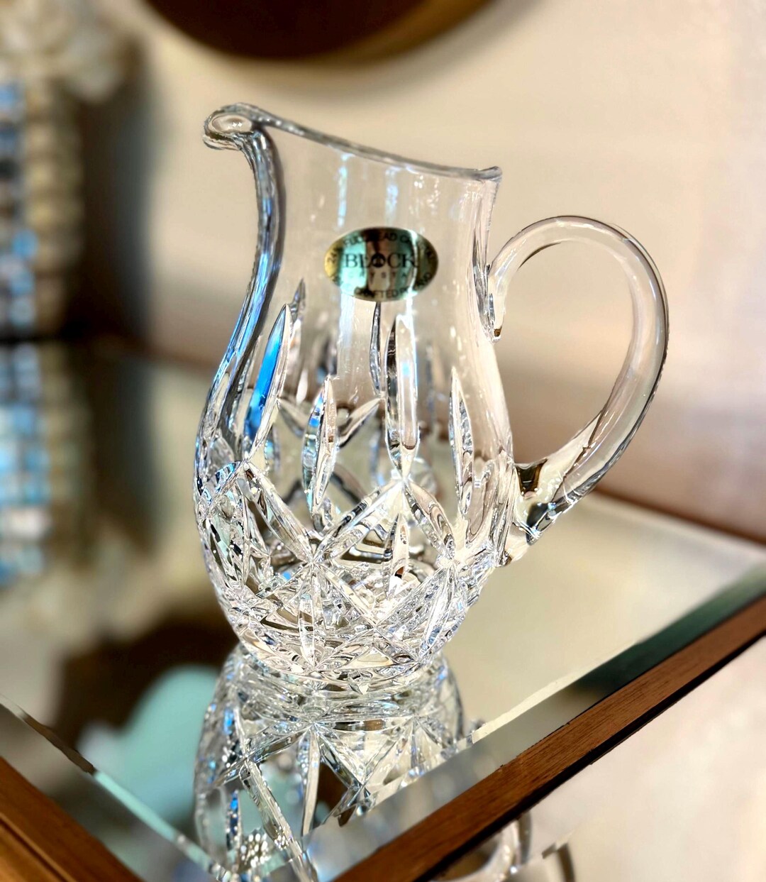 Vintage Block Crystal Pitcher: Handcrafted Cut Glass Creamer, Poland - Etsy