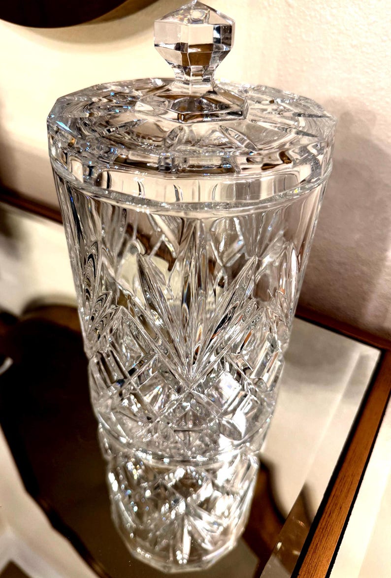Vintage Bohemian Czech Republic Cut Crystal Biscuit Jar - Etsy