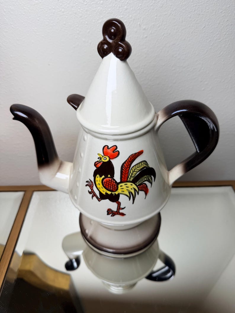 Vintage Metlox Poppytrail Rooster Coffee Pot W/ Lid | Pristine ...
