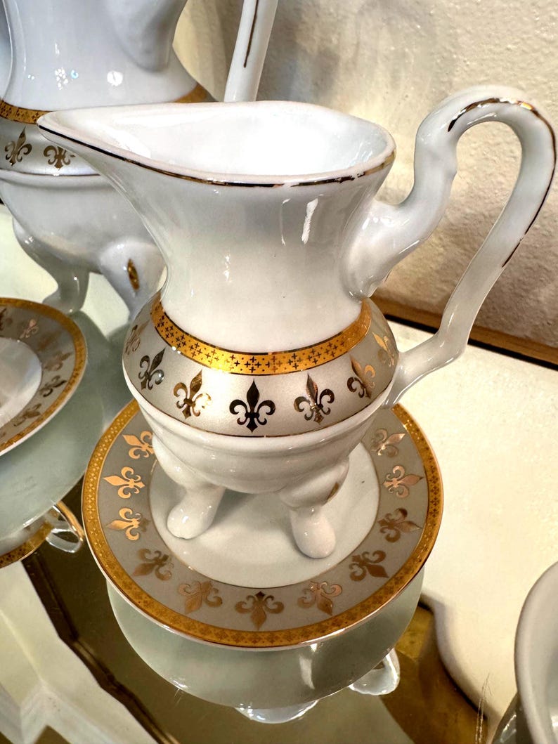 Elegant Italian Design Porcelain Tea Set-gold Fleur-de-lis, Handmade ...