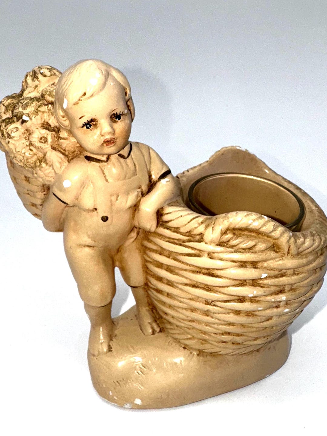 Antique German Gebruder Heubach Bisque Boy With Basket Porcelain ...