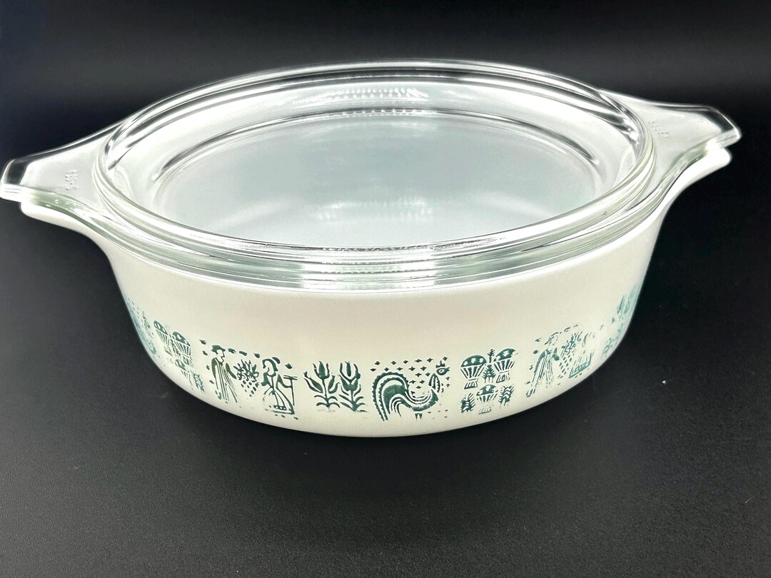 Vintage Pyrex Turquoise Amish Butterprint One Pint Casserole Dish With ...