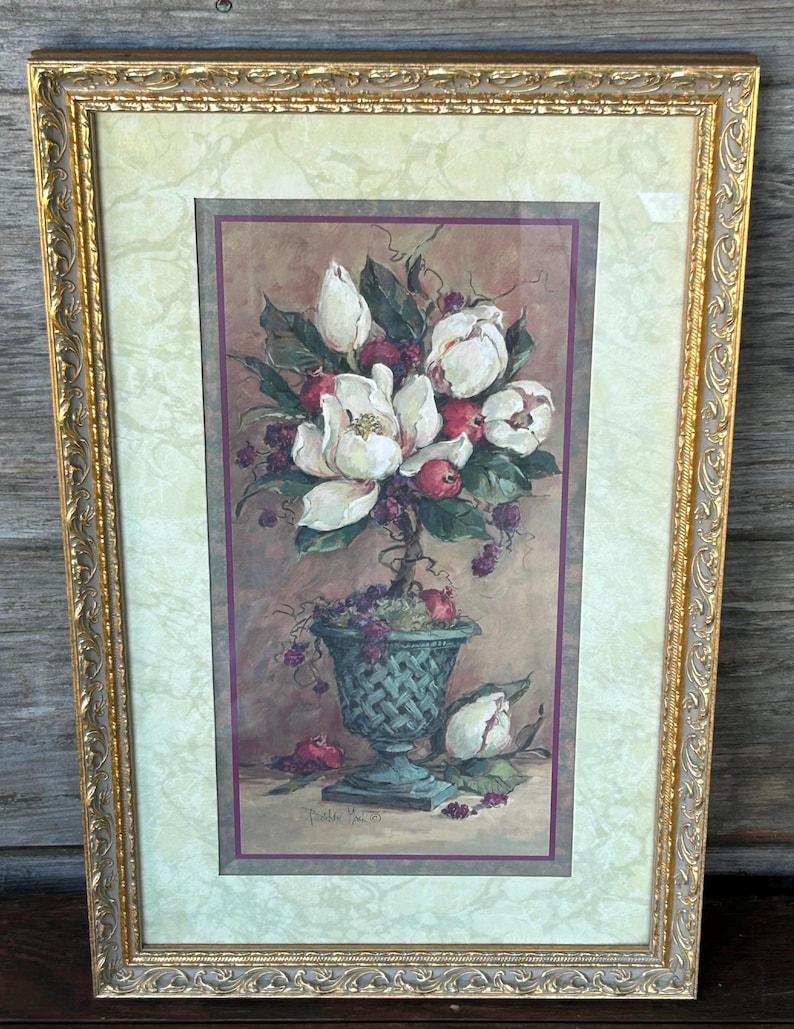 Vintage Home Interiors Magnolia Wall Art Set, Framed Floral Prints ...