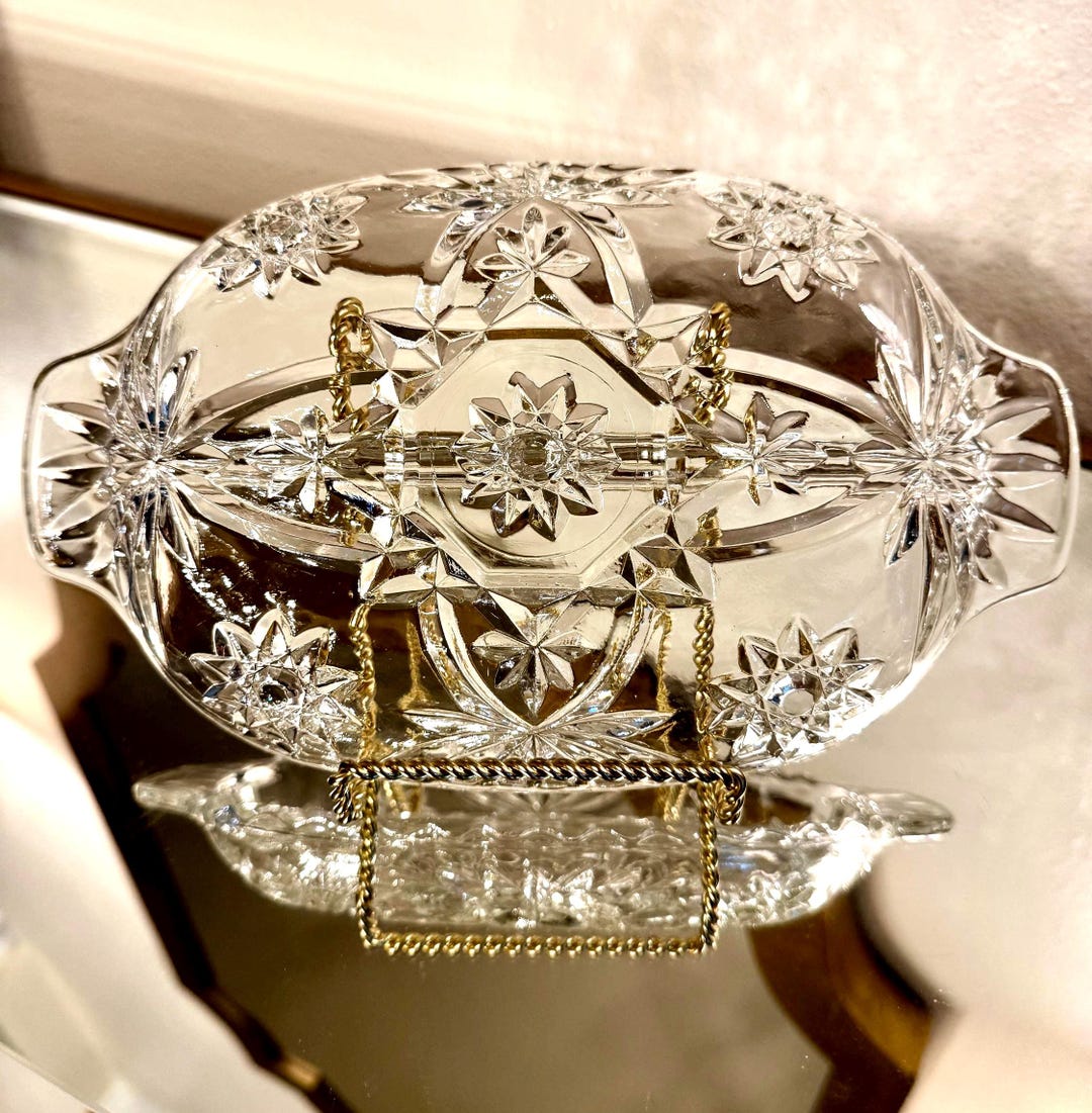 Vintage Anchor Hocking Crystal Serving Platter: Early American Prescut ...