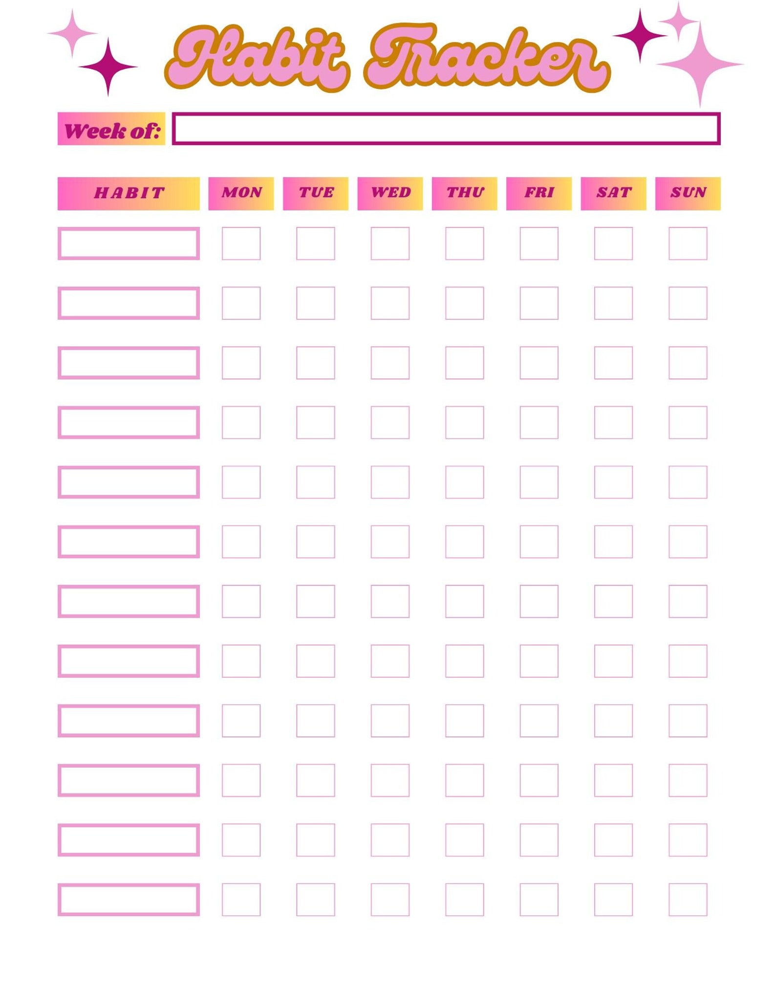 Habit Tracker Weekly Tracker Digital Download or Printable Digital ...