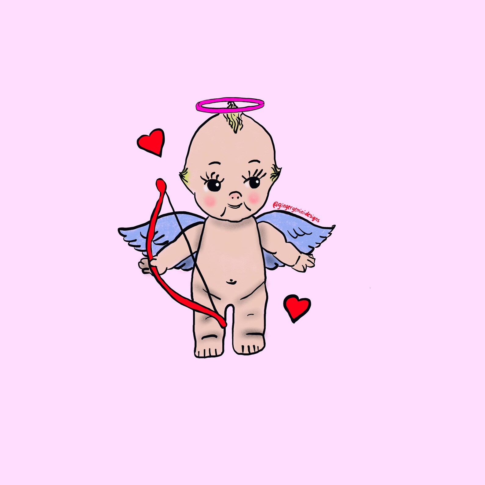 Kewpie Angel Cute Art Print Digital Download Sonny Angel Inspired Baby Cupid Art Design - Etsy