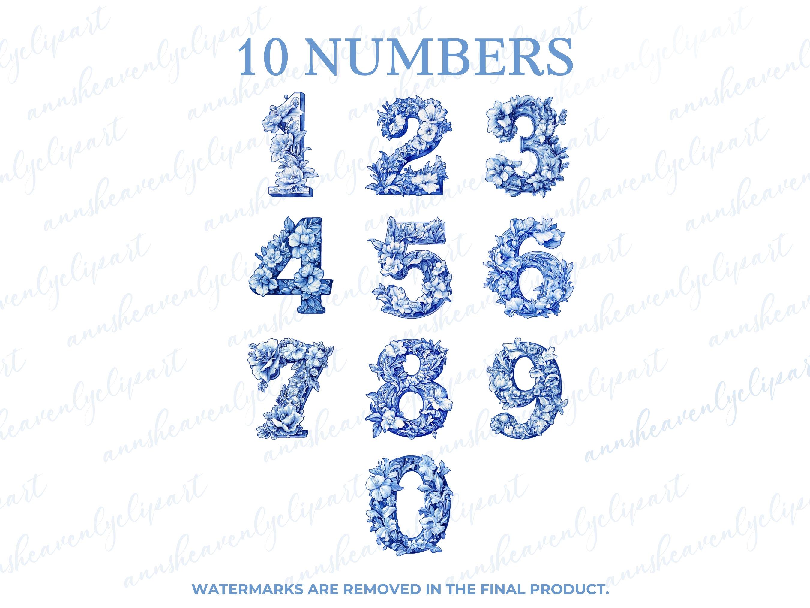 Chinoiserie Alphabet, Blue Floral Toile Letters, Feminine Numbers ...