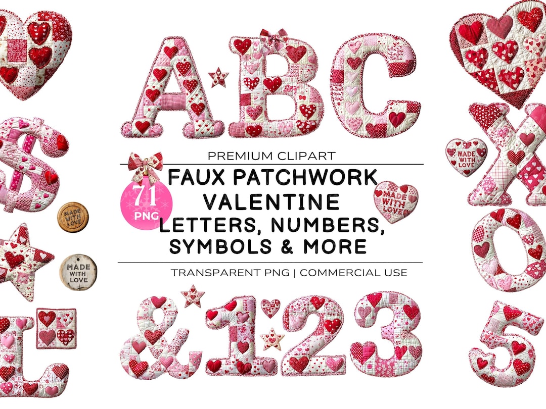 Valentine Patchwork Alphabet Letters — Valentines Quilted Alphabet ...