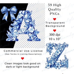 Chinoiserie Alphabet, Blue Floral Toile Letters, Feminine Numbers ...