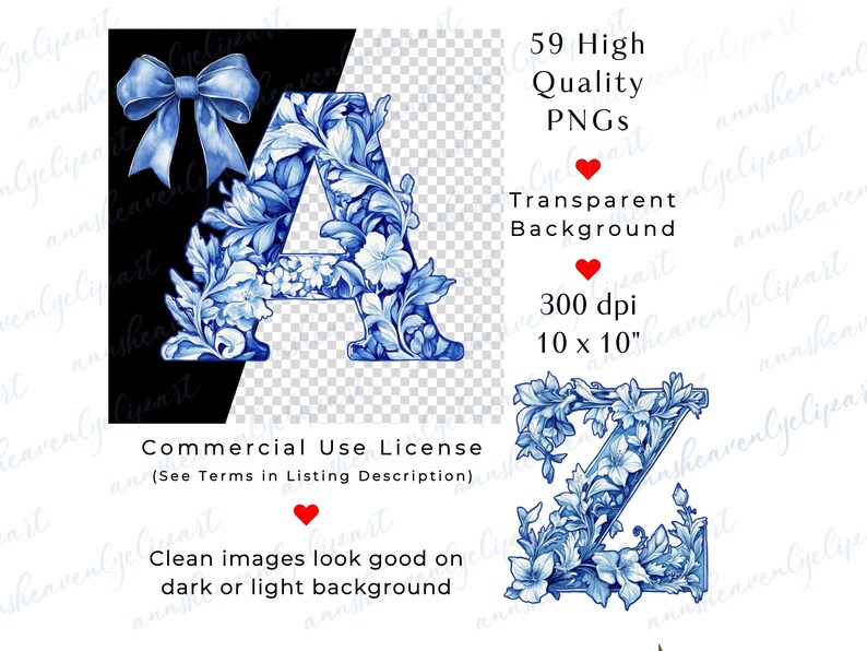 Chinoiserie Alphabet, Blue Floral Toile Letters, Feminine Numbers ...
