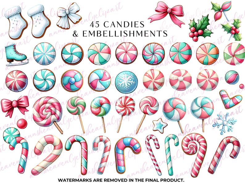 North Pole Christmas Clipart, Gingerbread Clipart Bundle, Pink Bow ...