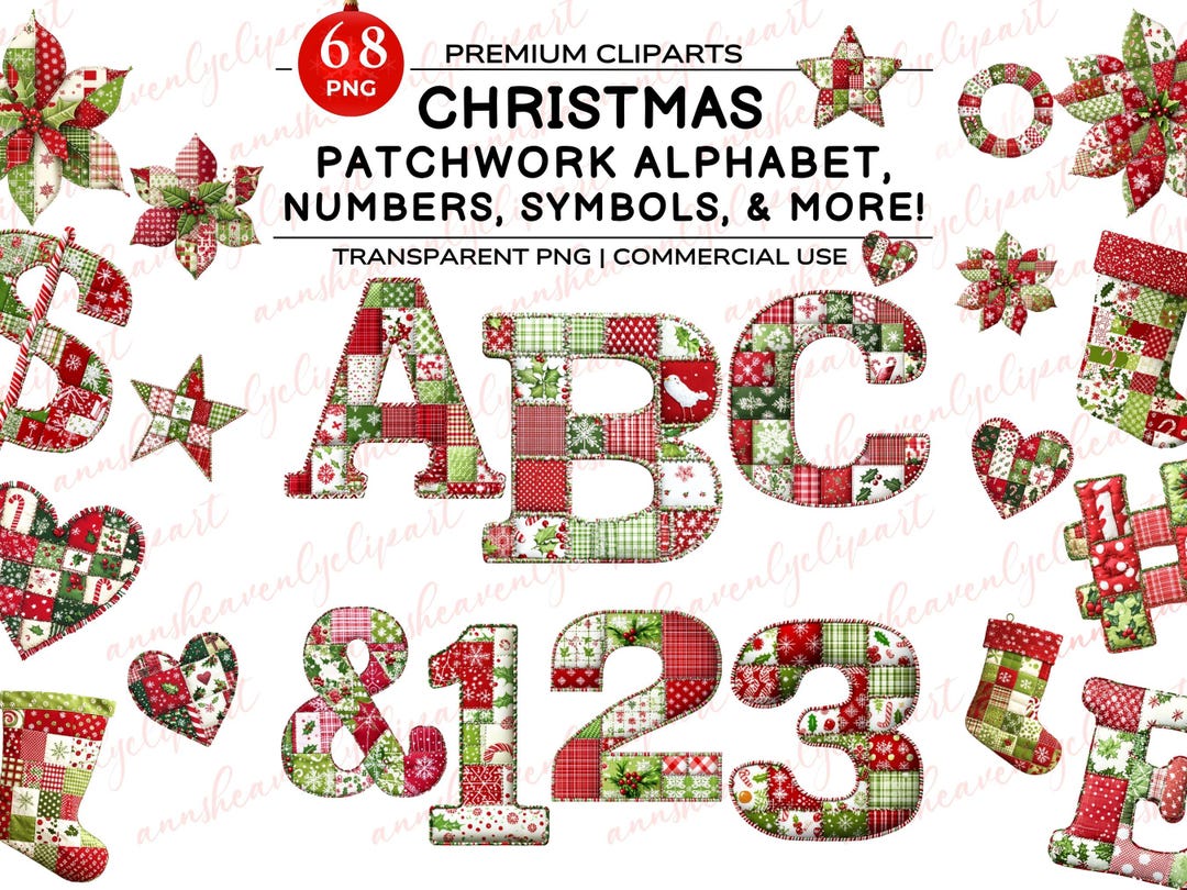 Christmas Letters, Holiday Patchwork, Quilted Alphabet, Christmas ...