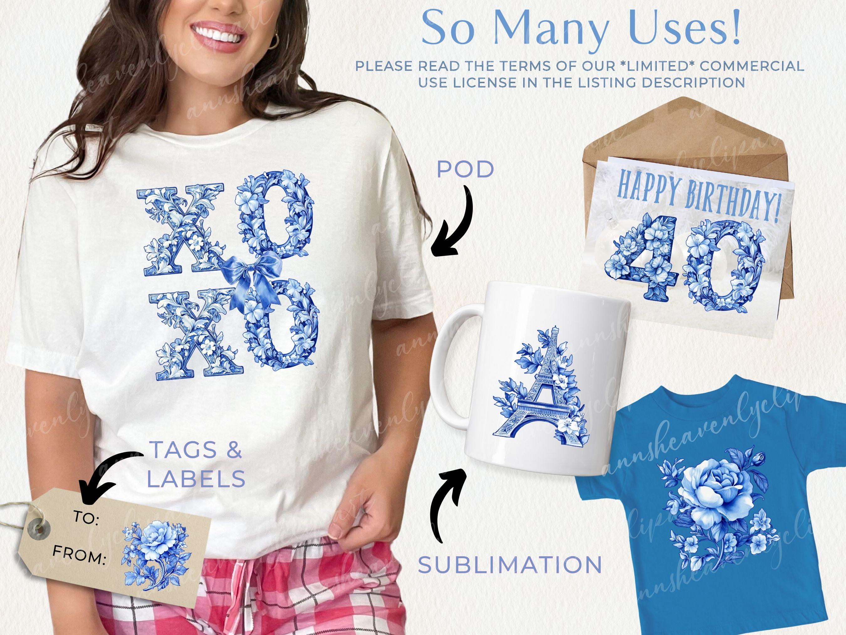 Chinoiserie Alphabet, Blue Floral Toile Letters, Feminine Numbers ...