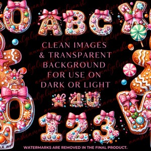 Gingerbread Alphabet, Pink Bow Alphabet, Gingerbread PNG Pink ...