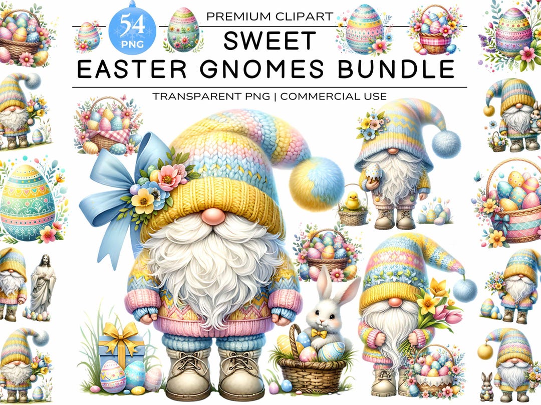 Watercolor Easter Gnomes Clipart, Easter Gnomes PNG, Easter Clipart ...