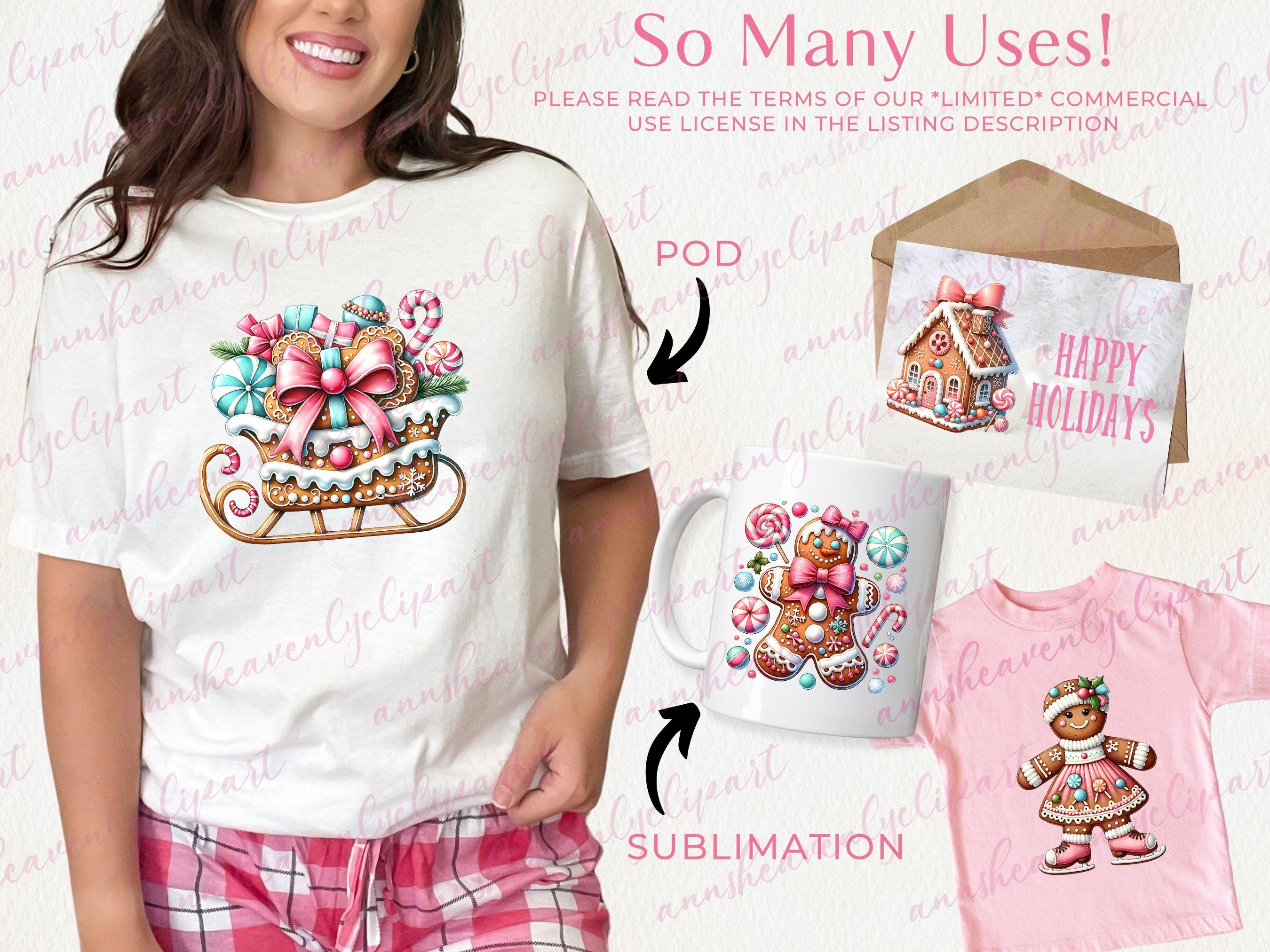 North Pole Christmas Clipart, Gingerbread Clipart Bundle, Pink Bow ...