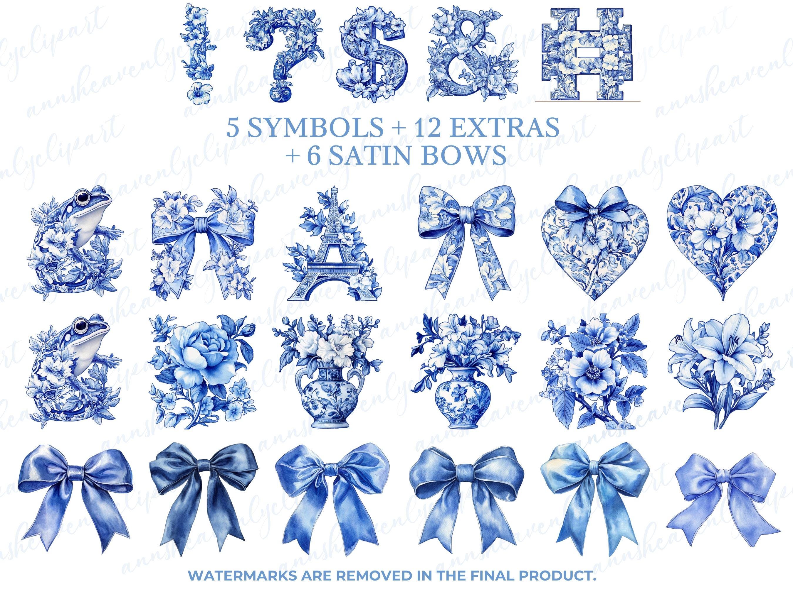 Chinoiserie Alphabet, Blue Floral Toile Letters, Feminine Numbers ...