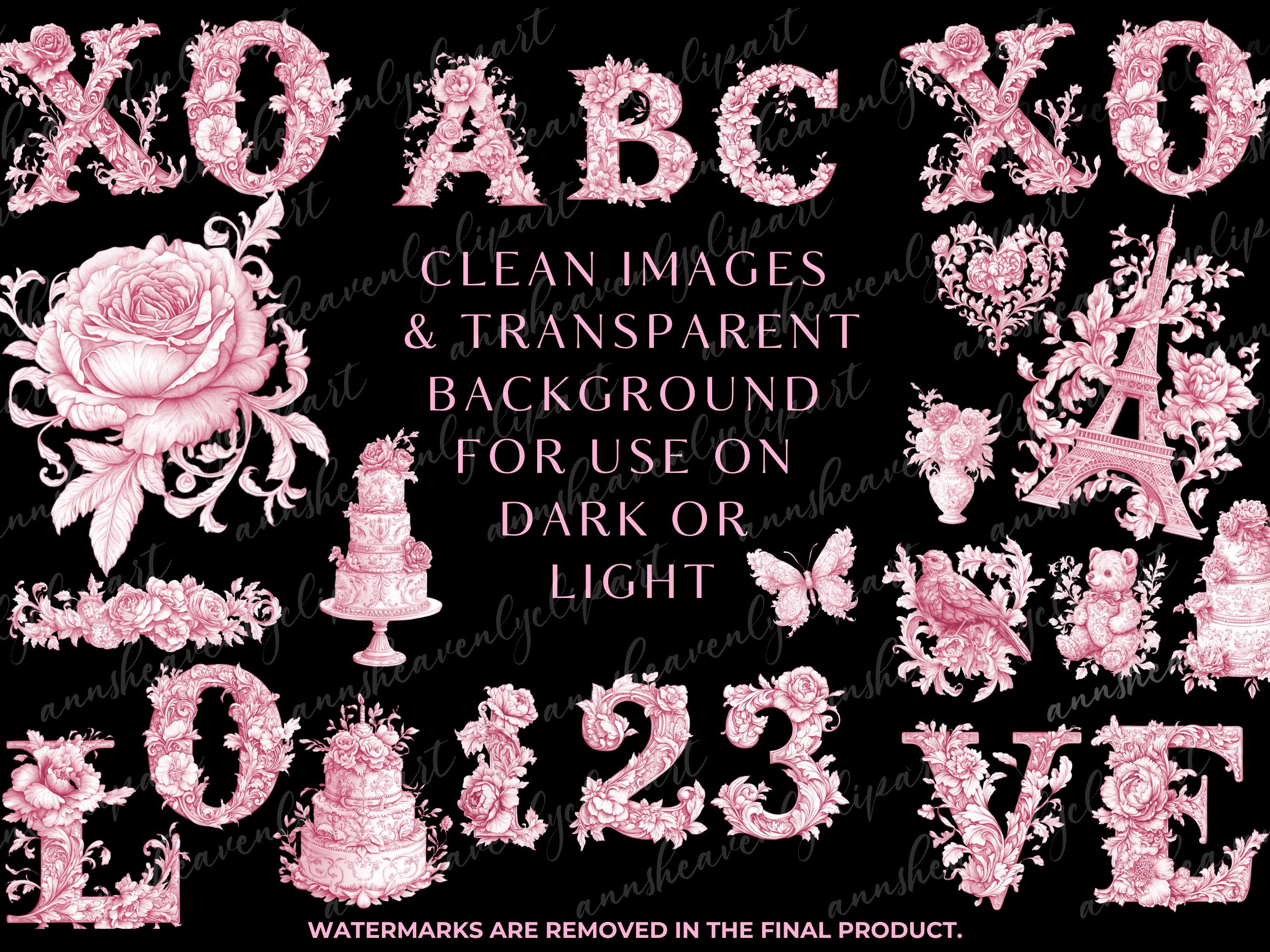 Chinoiserie Alphabet, Pink Floral Toile Letters, Feminine Numbers ...