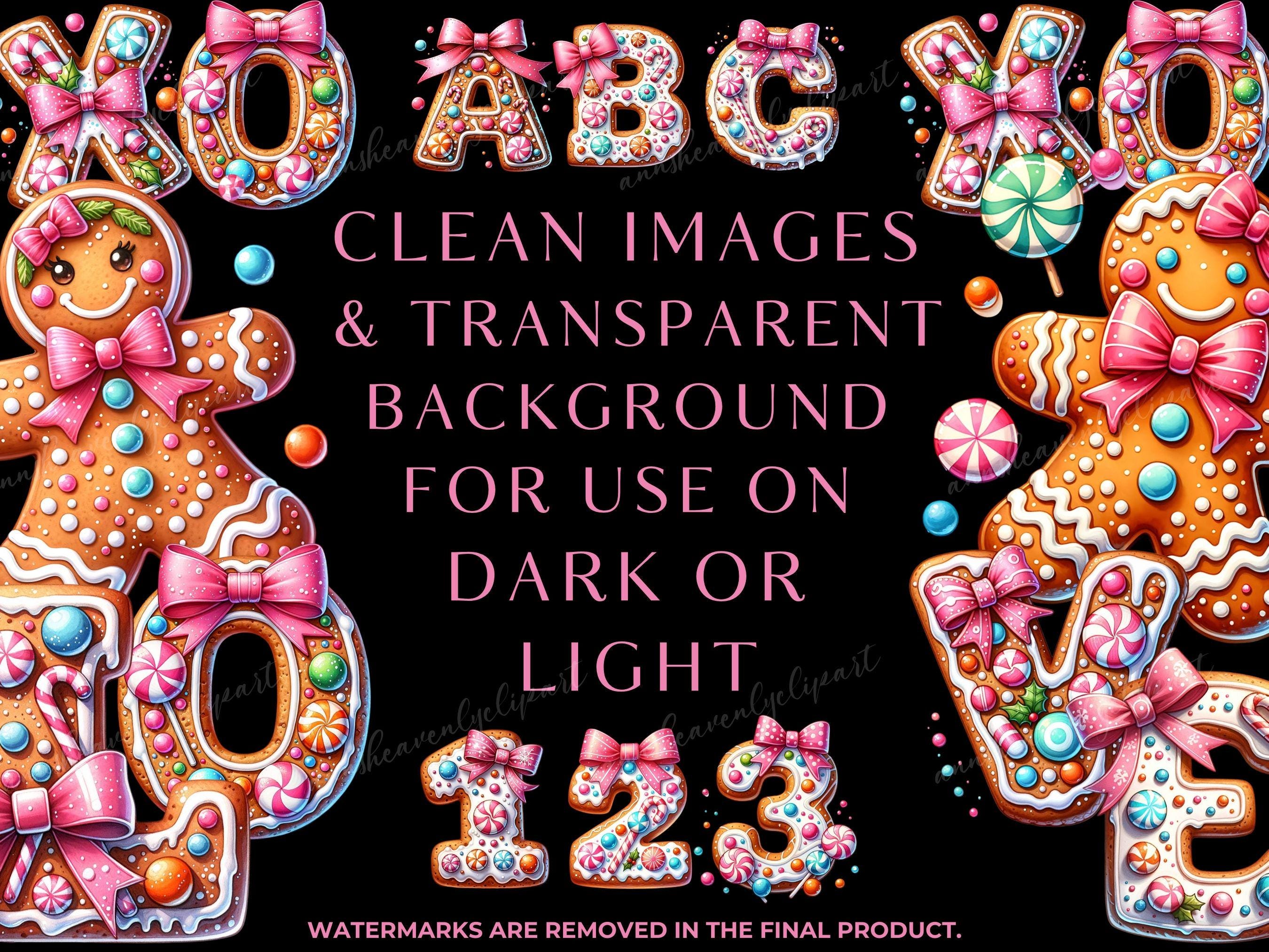 Gingerbread Alphabet, Pink Bow Alphabet, Gingerbread PNG Pink ...