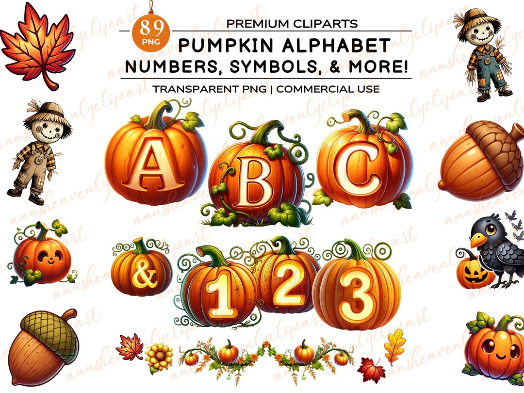 Pumpkin Alphabet Clipart Bundle – Cute Fall Pumpkin Letters – Pumpkin ...