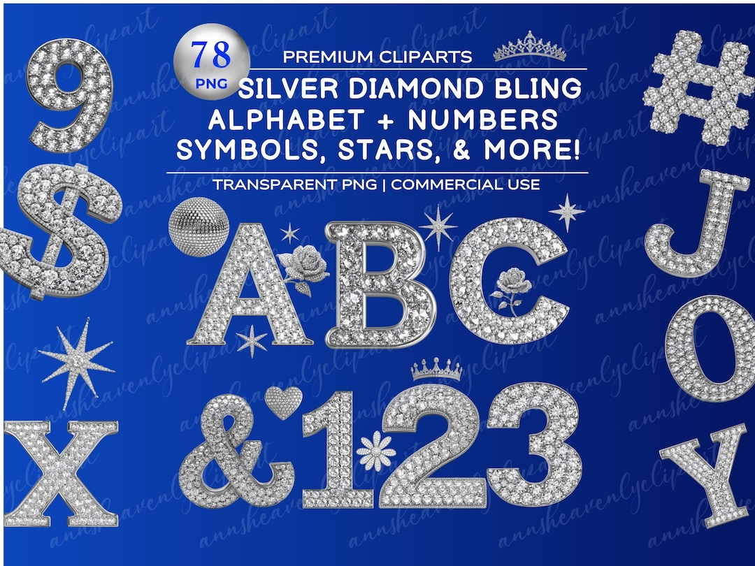 Alphabet, Silver Diamond Letters, Diamond Alphabet, Diamond Numbers ...