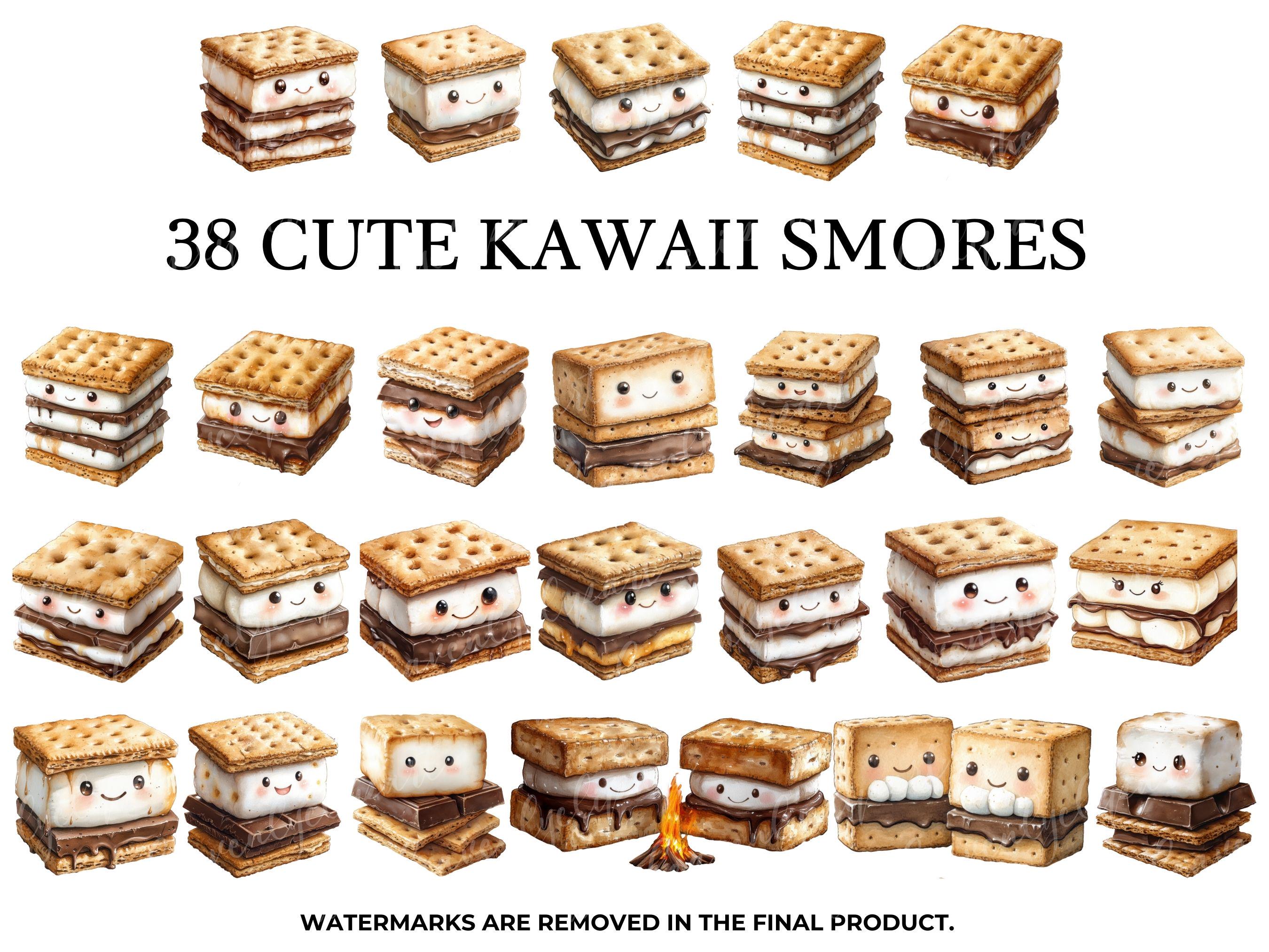 Kawaii Smores Clipart, Smore's Clipart, Kawaii Marshmallow, Graham ...