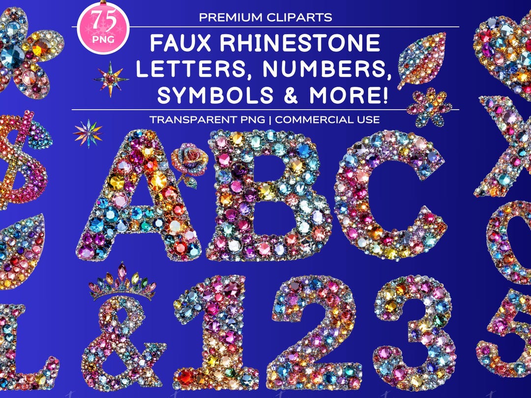 Rhinestone Alphabets, Rhinestone Letters, Rhinestone Numbers ...