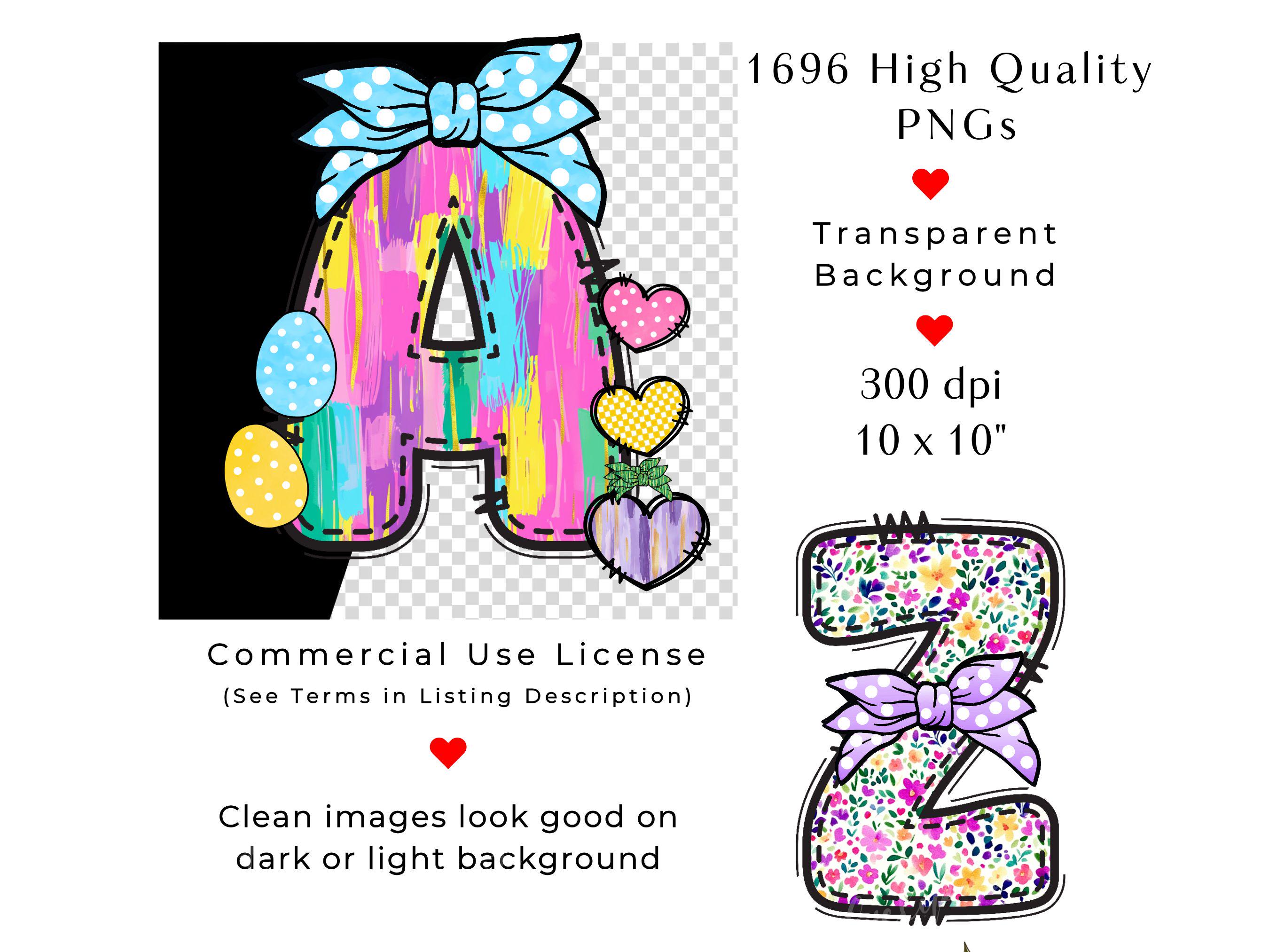 Easter Alphabet Doodle Letters PNG Bundle, Spring Alphabet, Alpha ...