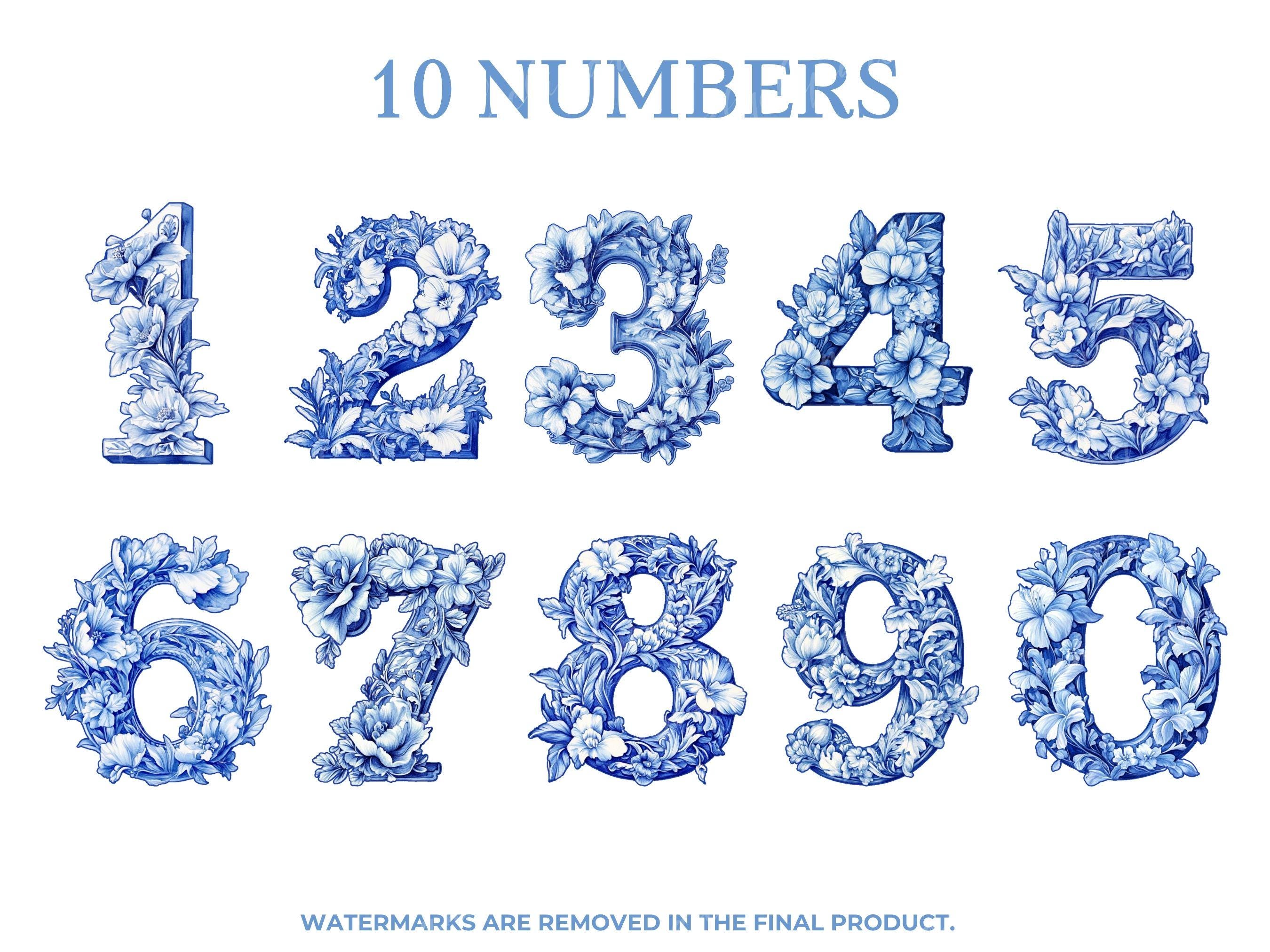 Chinoiserie Alphabet, Blue Floral Toile Letters, Feminine Numbers ...