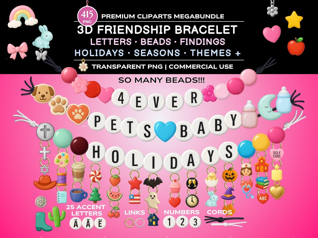 Friendship Bracelet Letters, Friendship Bracelet PNG, Letter Beads ...