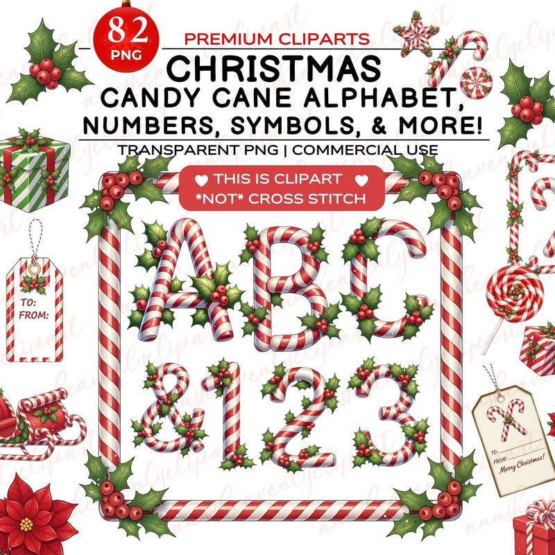 Candy Cane Letters - Etsy