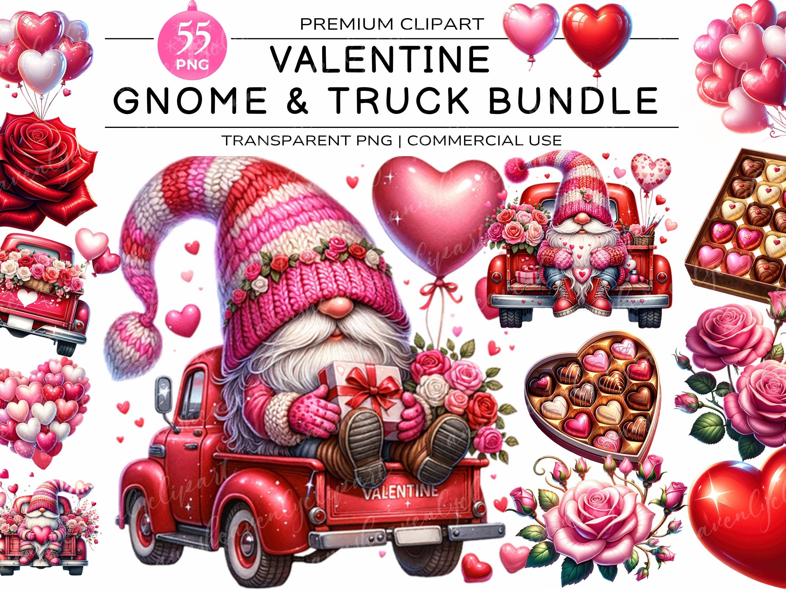 Valentine Gnomes Clipart Bundle, Valentine Trucks, Valentine Gnome ...