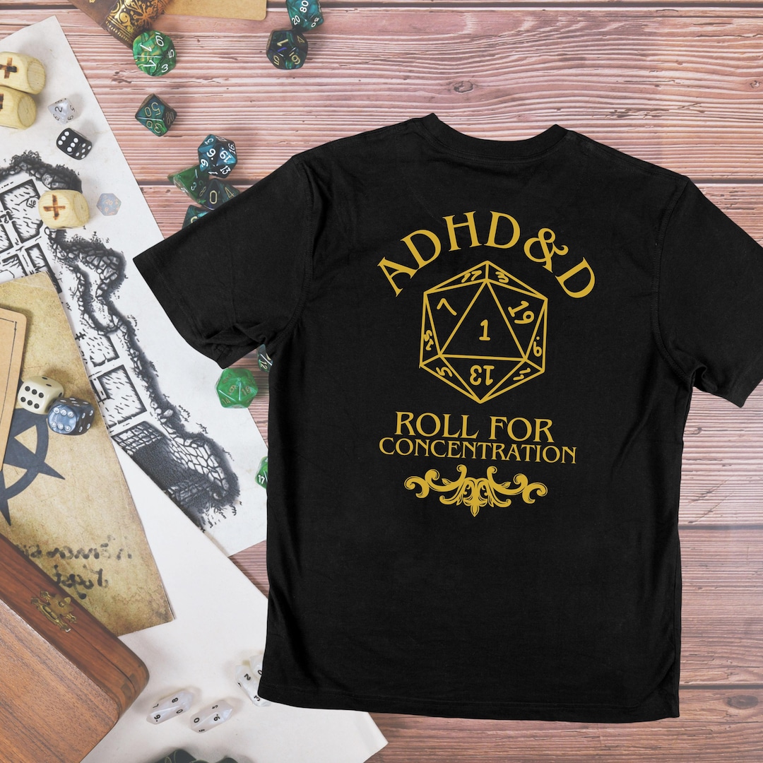 Adhdnd T-shirt: Roll for Concentration, Dungeons & Dragons Tee - Etsy