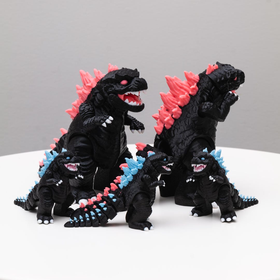 3d Printed Articulating Godzilla - Etsy