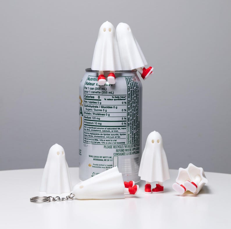 Shy Ghost 3D Printed Keyring, Articulating Figurine, Fidget Toy, Ghost ...