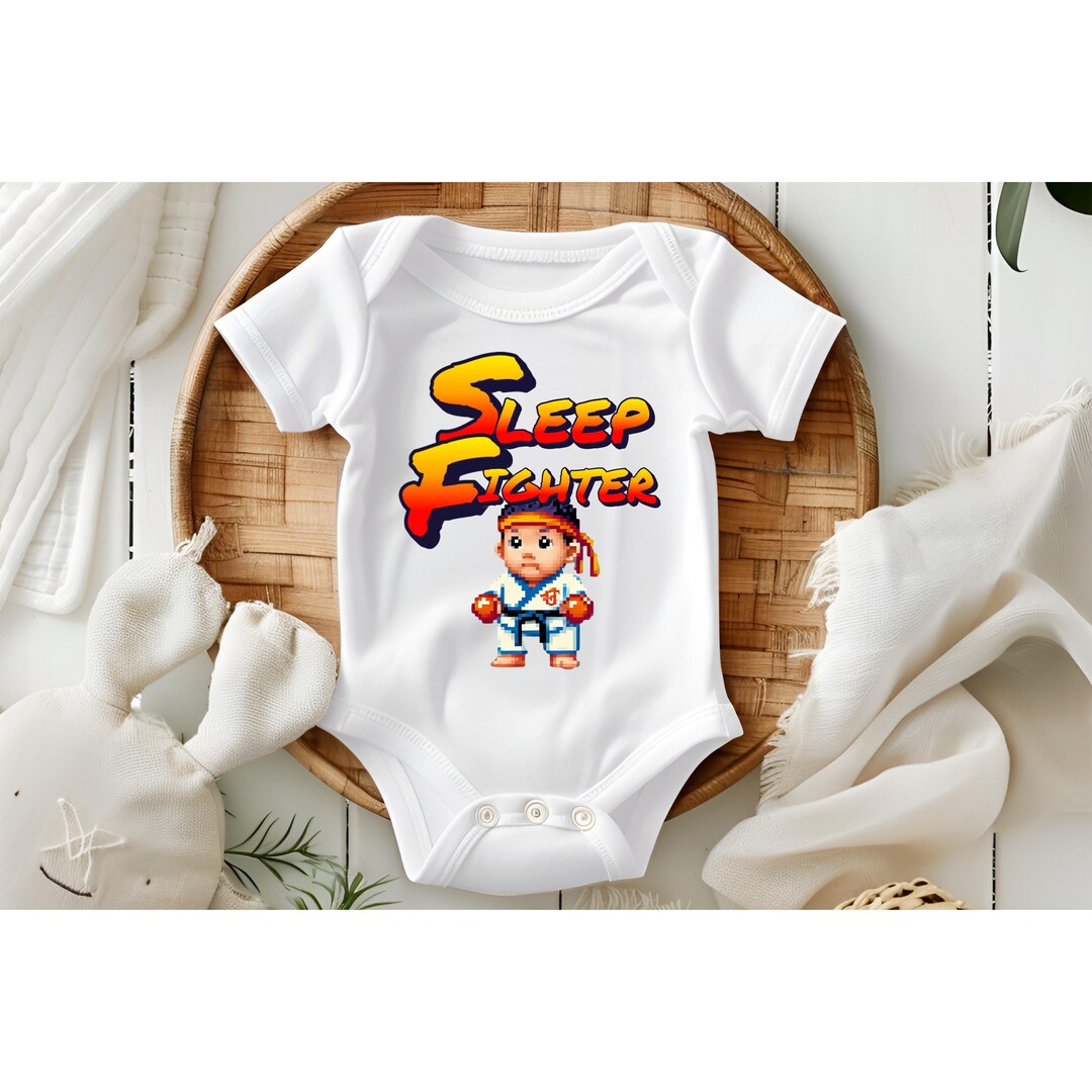 Sleep Fighter Baby Onesie, Funny Gamer Baby Onesie, Retro Video Game ...