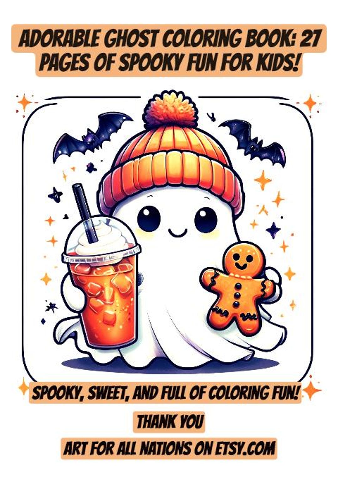 Cute Ghost Colouring Book for Kids | 27 Adorable Pages of Spooky Fun ...