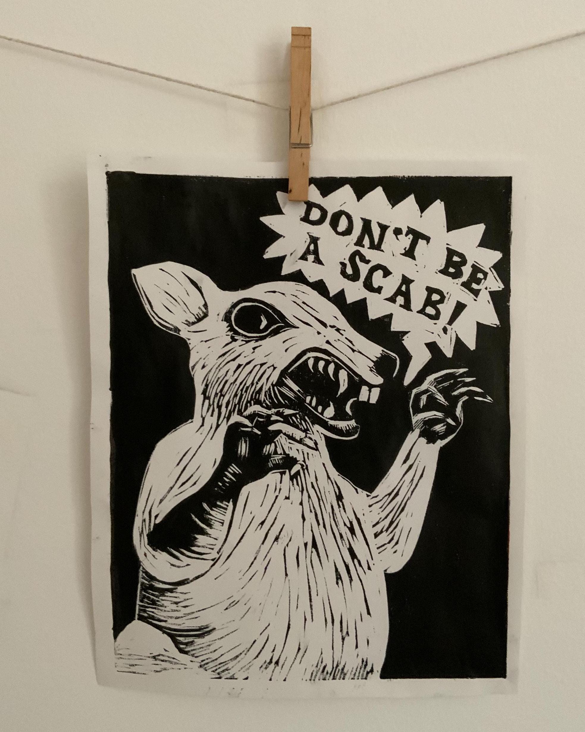 Scabby the Rat (linocut, Block Print) - Etsy