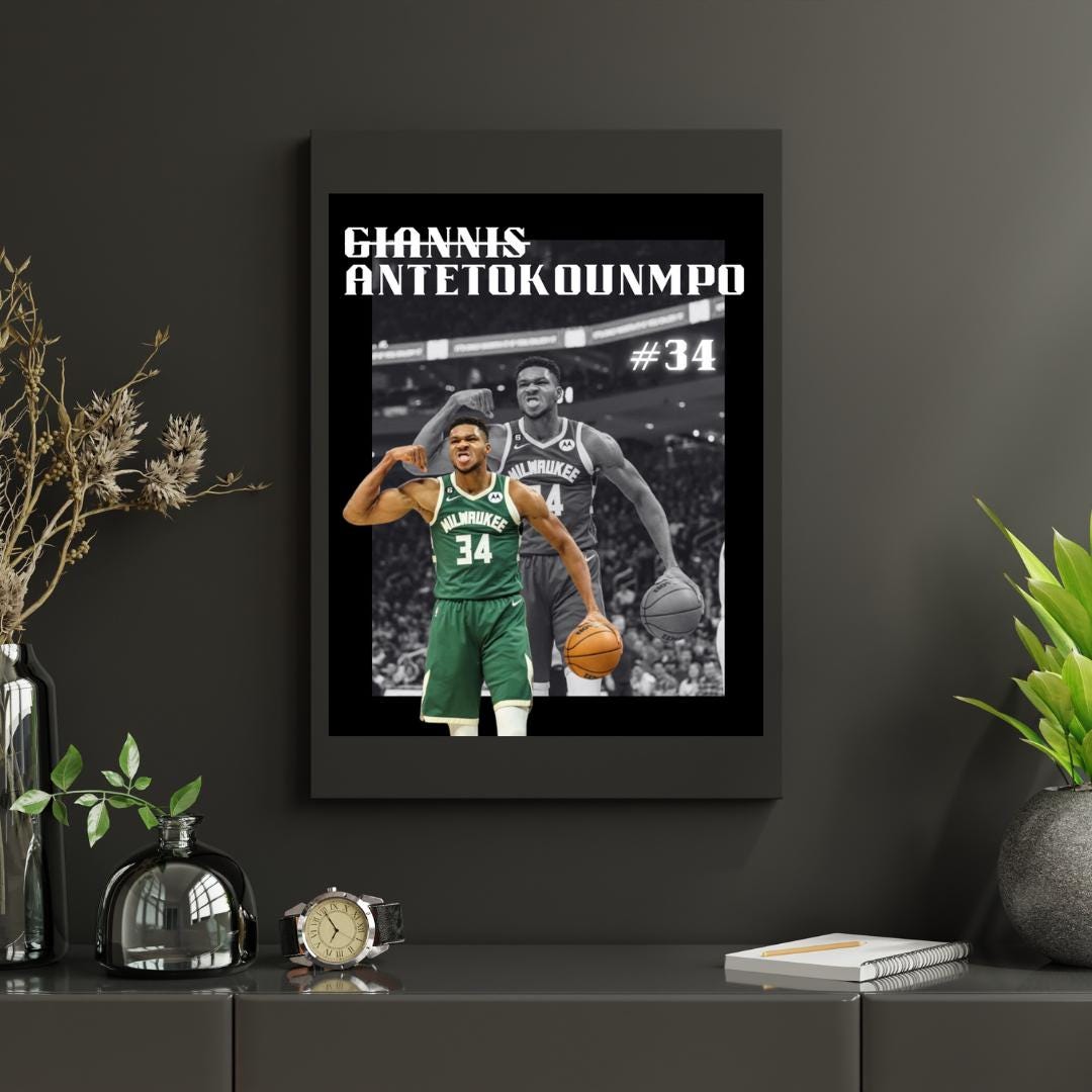 Vintage NBA Poster, Giannis Antetokounmpo, Sports Collectible ...