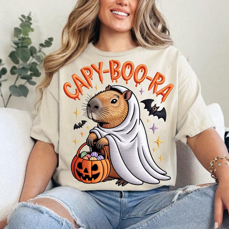 Capybara Halloween PNG Capy-boo-ra Ghost Costume Trick or Treat Candy ...