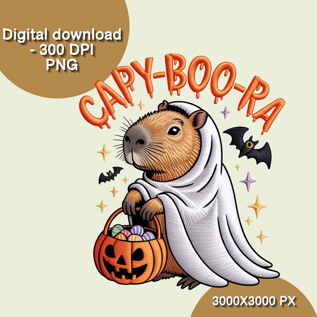 Capybara Halloween PNG Capy-boo-ra Ghost Costume Trick or Treat Candy ...