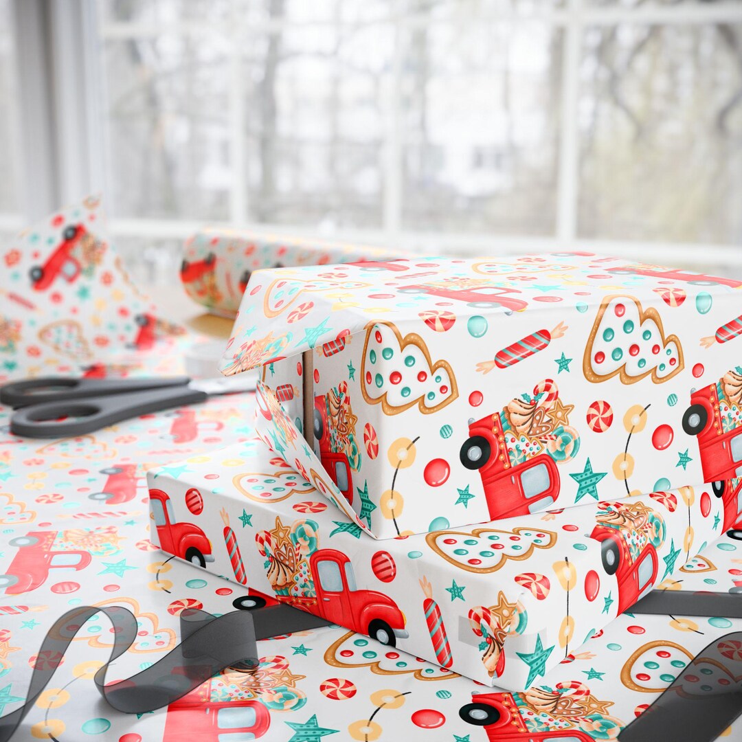 Christmas Wrapping Papers, Sugar Cookie and Red Truck Gift Wrap ...