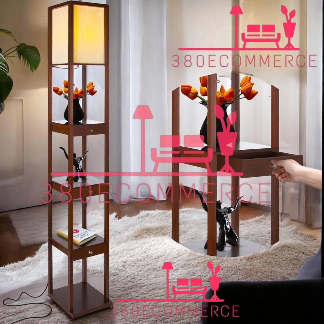 Floor Lamp With Modern Shelf Drawer for Corner Display. Floor Lamps ...