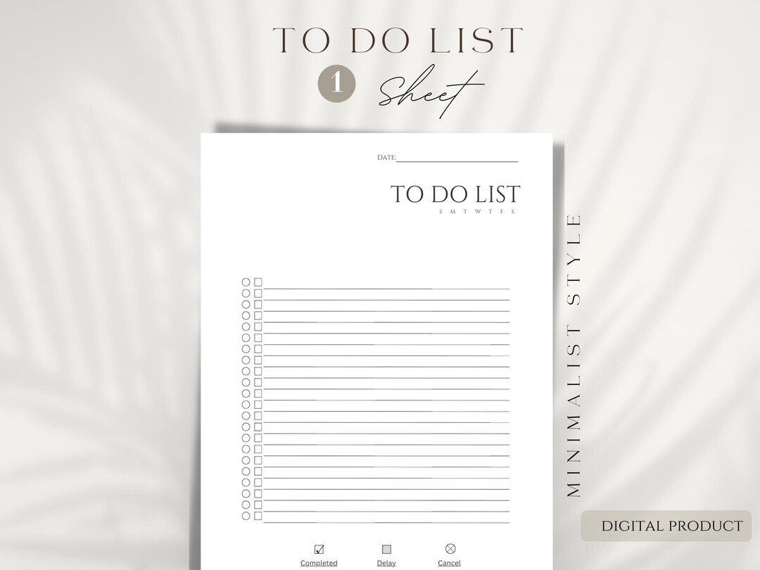 Minimalist to Do List, Simple Tasks List, Productivity, List, Checklist ...